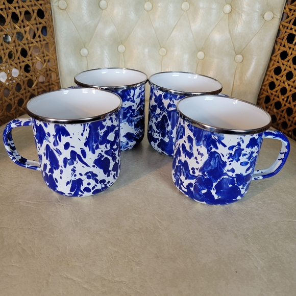 Golden Rabbit | Dining | Set Of 4 Golden Rabbit Cobalt Blue Swirl ...